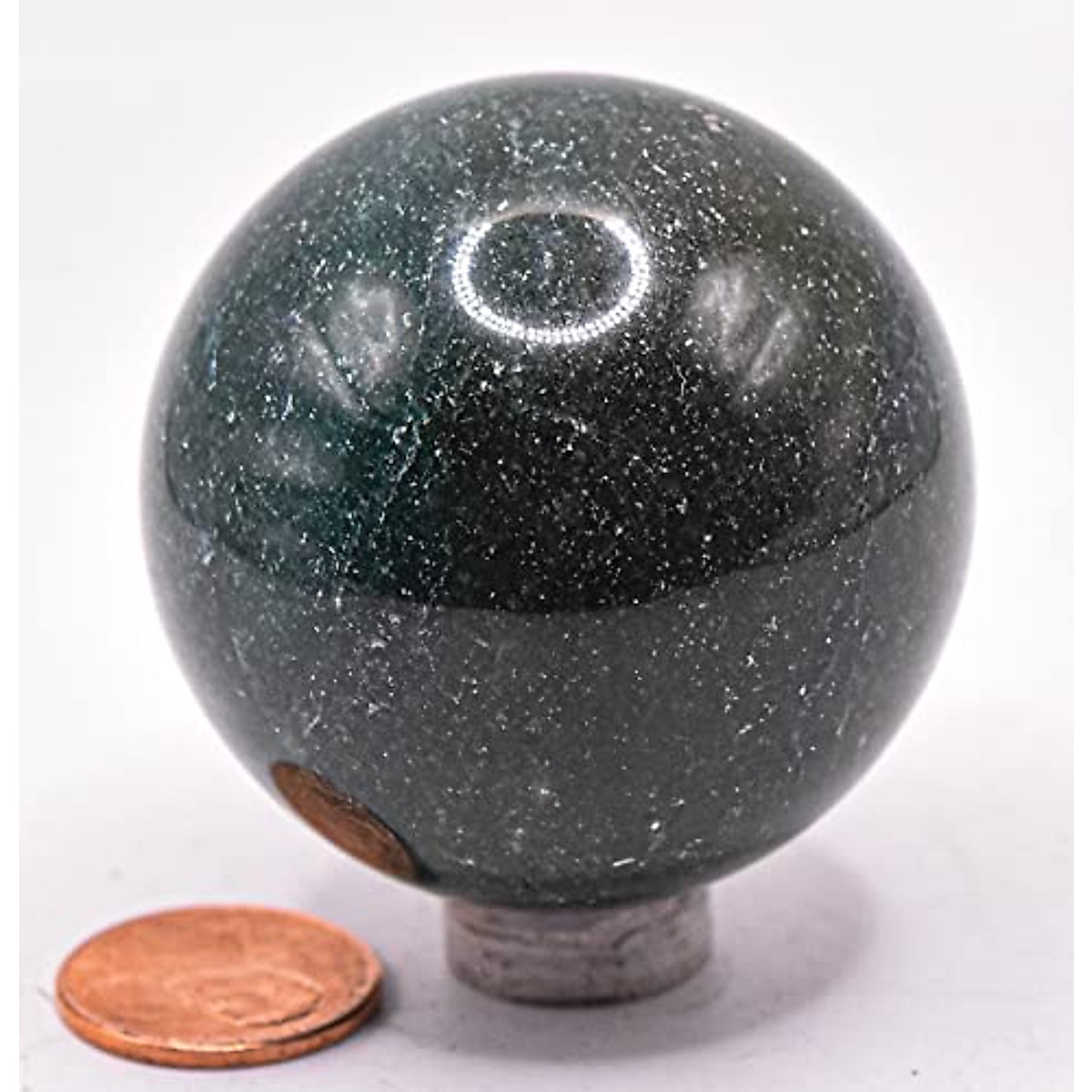 45mm 155g Dark Green Jade Nephrite Sphere Polished Natural Gemstone Crystal Mineral Collectible Ball - India + Stand