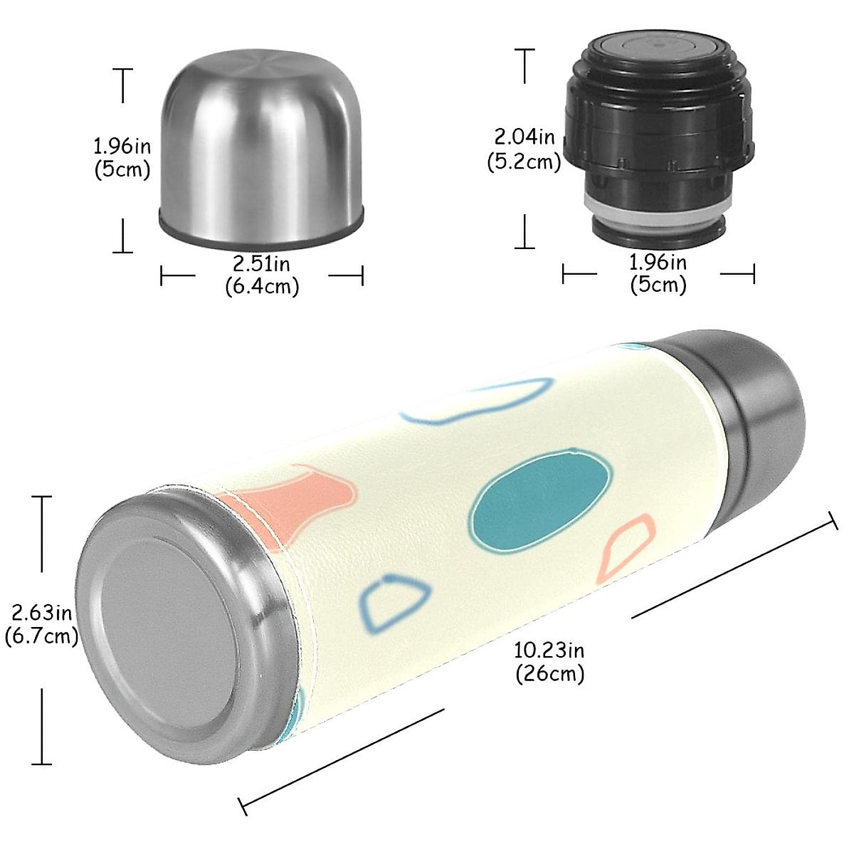 Stainless Steel Leather Vacuum Insulated Mug Geometry Thermos Water Bottle for Hot and Cold Drinks Kids Adults 16 Oz