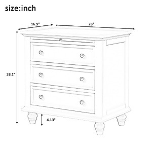 Voohek Wood Nightstand, Bedside Night Stand Sofa Side End Tables with 3 Drawers, Pull Out Tray for Home, Bedroom, Living Room, Black