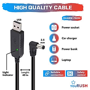 youRUSH 2 Pack BAOFENG BL-5 Extended Battery 3800 mAh Compatible with 2 way radio UV5R, BF-F8HP, UV-5X3 with USB Charging Cables with Tactical Foldable Antennas 18.7 Compatible with Baofeng Ham Radio