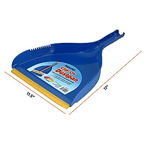 Superio Clip-On Dustpan - Heavy Duty Plastic, Easy Grip Clip-On Dust Pan with Rubber Edge, Detailed Sweeping Debris, Fits Standard Brooms Home & Commercial Dusting & Cleaning Tool, Blue, 2-Pack