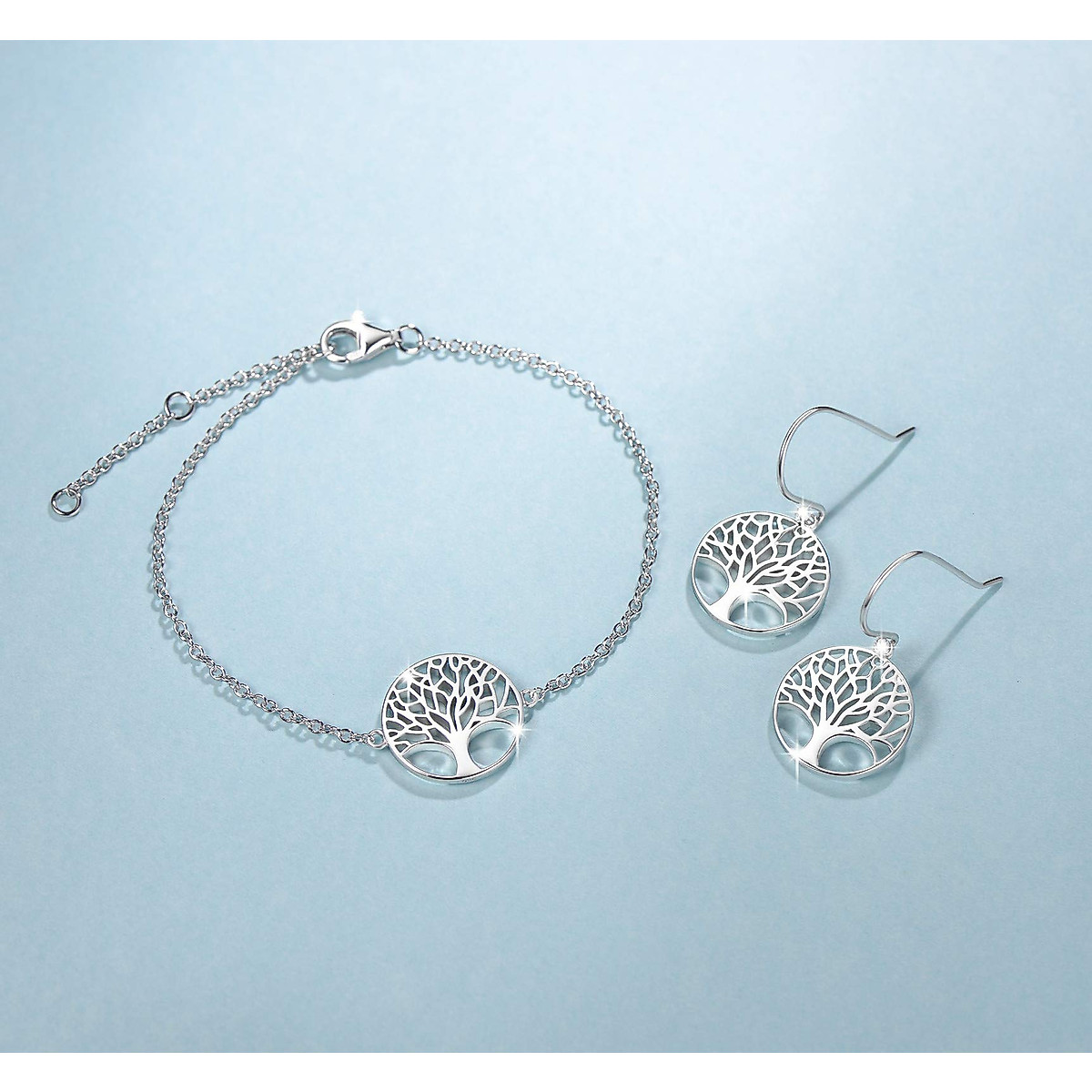 AGVANA Sterling Silver Tree of Life Bracelet for Women Delicate Jewelry Family Tree Bracelet for Her Anniversary Birthday Gifts for Women Mom Wife Lover Daughter Her Yourself, Length 7”