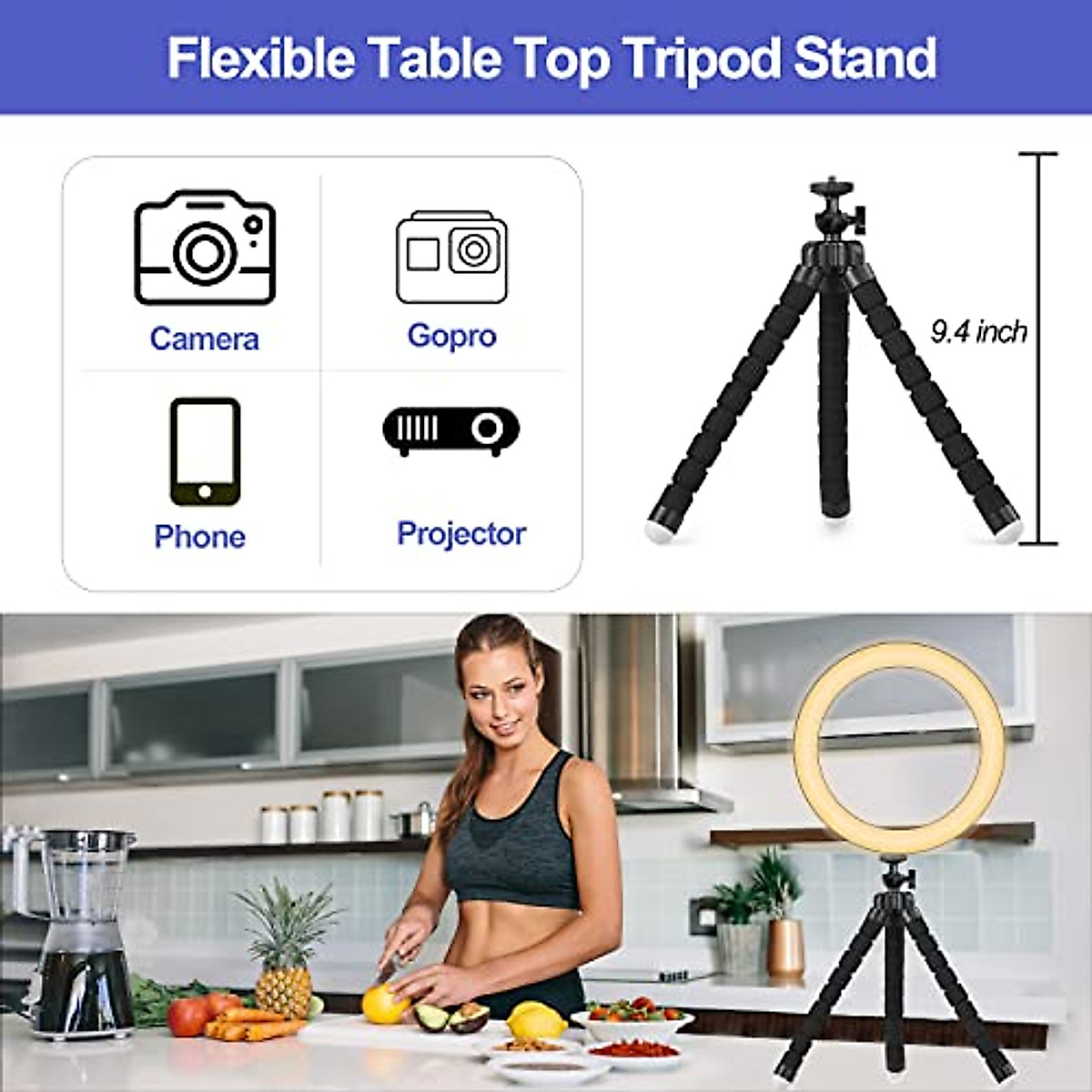 EMART 10" Ring Light with 55" Extendable Tripod Stands, 16 Colors RGB Camera Selfie Ring Light for Photography, Makeup, YouTube Video, Vlogging, Live Streaming