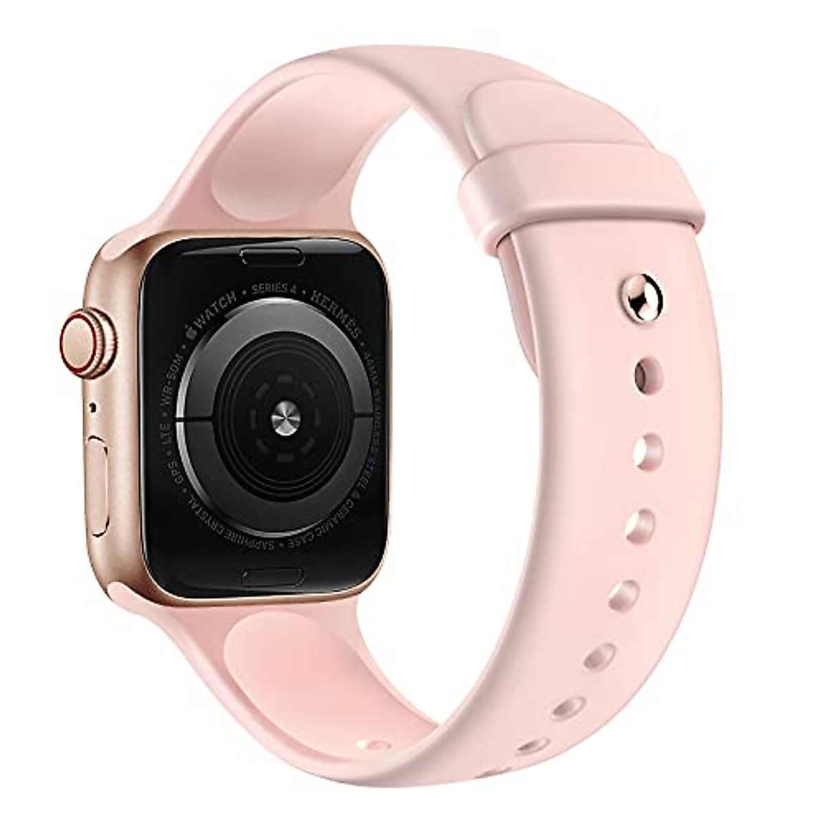 OUHENG 2 Pack Sport Band Compatible with Apple Watch Band 41mm 40mm 38mm, Soft Silicone Band Strap for iWatch Series 8/7/6/5/4/3/2/1/SE2/SE (Pink Sand/White, 41mm 40mm 38mm)
