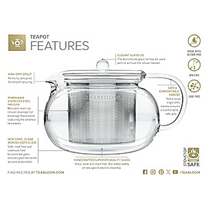 Teabloom Kyoto 2-in-1 Tea Kettle/Tea Maker – Heatproof Glass Teapot with Removable Loose Tea Filter – Tea Connoisseur's Choice