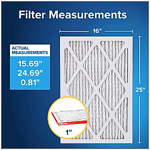 Filtrete 16x25x1 AC Furnace Air Filter, MERV 11, MPR 1000, Micro Allergen Defense, 3-Month Pleated 1-Inch Electrostatic Air Cleaning Filter, 2 Pack (Actual Size 15.719 x 24.72 x 0.84 in)