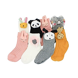 Generic Girls 3D animals socks - Set of 4 cute pairs of socks - warm and comfortable socks - adorable socks - (1-3 years), Pink, Medium