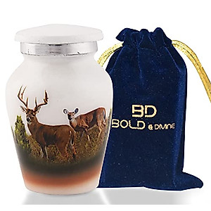 BOLD & DIVINE Keepsake Cremation Urns for Human Ashes - Decorative Urns, Urns for Human Ashes Female & Male, Urns for Ashes Adult Female, Funeral Urns | Mini Urn Set of 4 Deers
