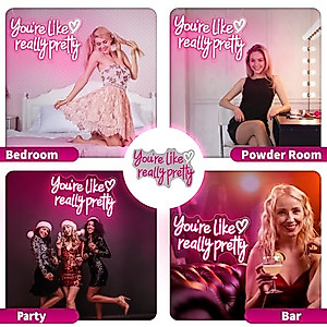 Brochao You're Like Really Pretty Neon Sign LED Neon Light for Wall White Neon Signs for Bachelorette Party Birthday Engagement Party Wedding Decoration with Switch (16" x 11")