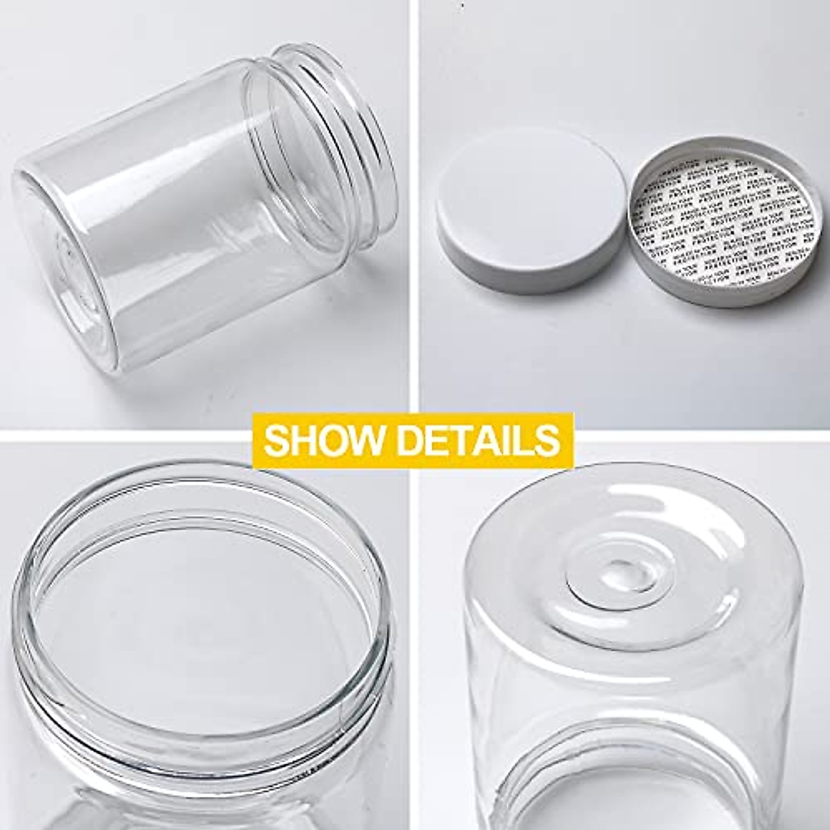 Accguan 15Pack 4oz Plastic Jar Storage Container with White Lids Airtight Clear Wide-mouth Slime Storage Jars for Cosmetic Cream Light Clay