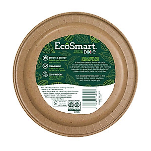Dixie EcoSmart 100% Recycled Fiber Paper Plates, 8.5in, 50 Count, Medium Disposable Plate Great for Light Breakfast, Lunch, and Dinner Size
