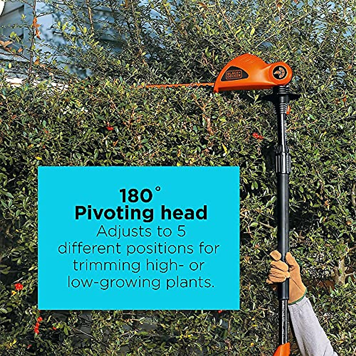 BLACK+DECKER 20V MAX Cordless Pole Hedge Trimmer, 18-Inch (LPHT120)