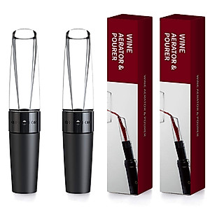 Z-oneMart 2Pcs Wine Aerator Pourer Spout Premium Aerator Wine Pourer Decanter Rich Finish and Bubbles, No-Drip, Spill, Brithday Christmas Gifts for Wine Lover Black