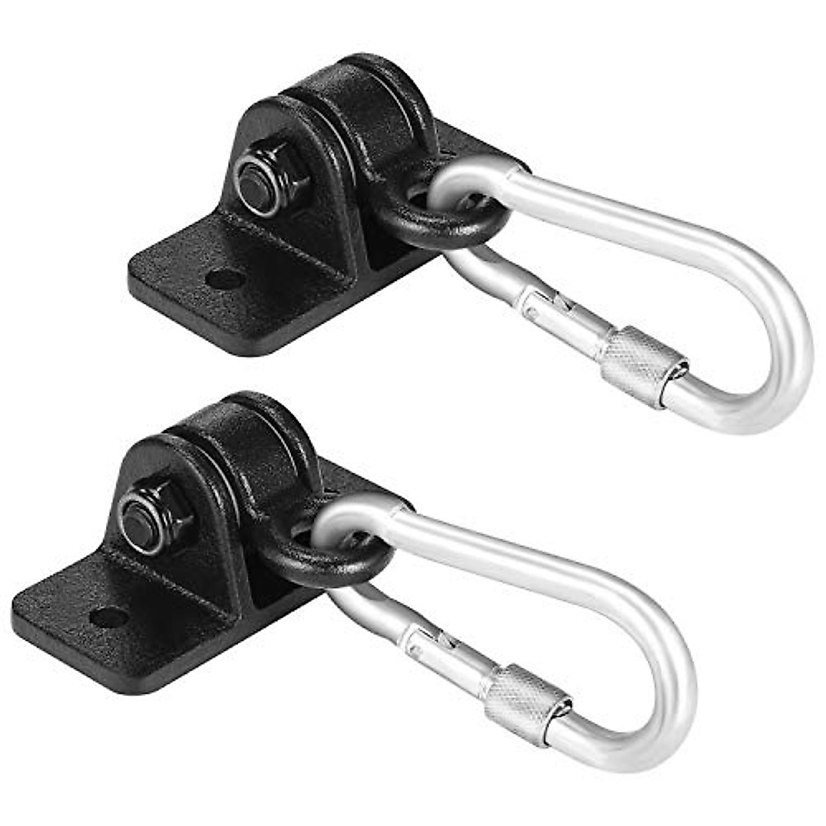 Swing Set Brackets, MDAIRC Heavy Duty Swing Hangers for Wooden Sets Playground Porch Indoor Outdoor & Hanging with Snap Hooks (2 Pack Black Swing Hook)