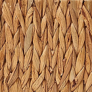 EZOWare Natural Water Hyacinth Baskets, Set of 3 Woven Wicker Rectangular Storage Organizer Bin Boxes with Handles for Closet Toys Clothes Kids Room Nursery - 2 Sizes