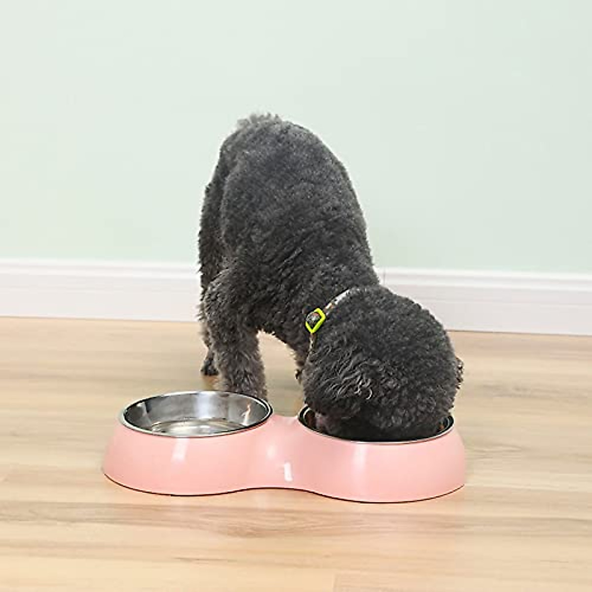 FUUIE Bowls for Food and Water Double Pet Bowls Dog Food Water Feeder Stainless Steel Pet Drinking Dish Feeder Cat Puppy Feeding Supplies Small Dog Accessories (Color : Blue)