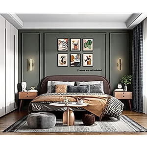 Mid Century Boho Leaf Print - Aesthetic Pictures Unframed 8x10 Inches Bohemian Wall Art Decoration Modern Abstract Plant Paper Poster Paintings Aesthetic Artwork For Girls Bedroon Kitchen Office Decor