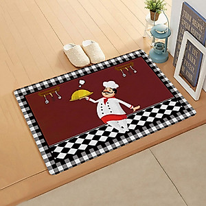 Nice Chef Rectangular Door Mat Indoor Doormat Bath Rugs Non Slip, Washable Cover Floor Rug Absorbent Carpets Floor Mat Home Decor for Kitchen Kitchen Gourmet Knife and Fork (16x24)
