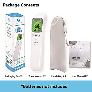 SANSHIELD Non-Contact Forehead Thermometer - Infrared Digital Thermometer for Adults Kids Elderly, Touchless Temperature Scanner for Fever with Body and Object Modes (Batteries NOT Included)