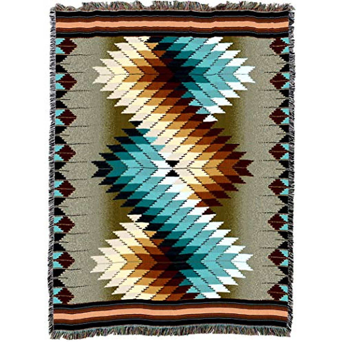 Pure Country Weavers Whirlwind Smoke Blanket - Southwest Native American Inspired - Gift Tapestry Throw Woven from Cotton - Made in The USA (72x54)