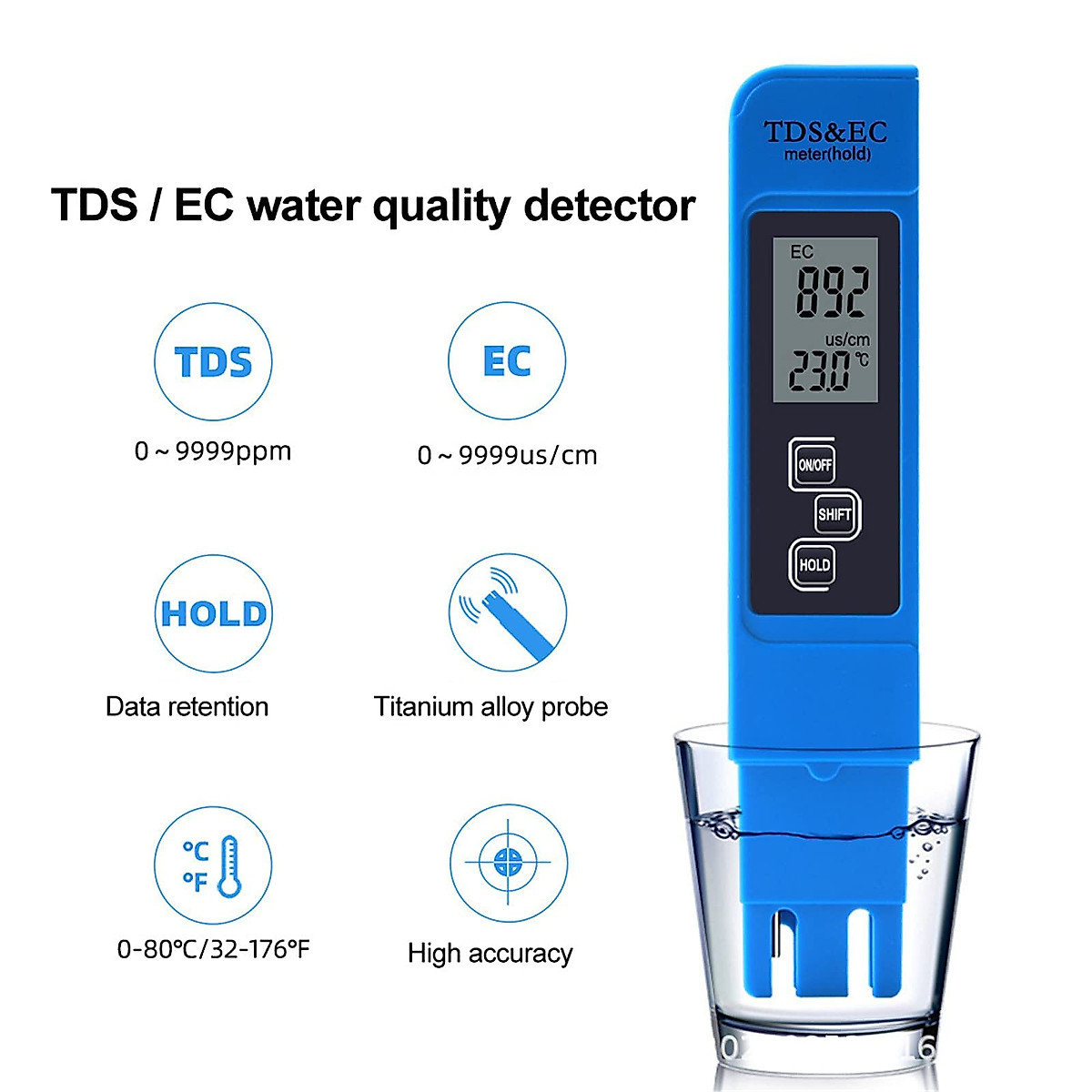 Cywhrvzsf PH Meter, TDS Meter, 3-in-1 Soil Moisture Meter, 0.01PH High Accuracy Digital Tester Pen,TDS&EC Temperature Meter,for Household Drinking, Aquarium and Swimming Pool,Pack of 3, Cywhrvzsf-01