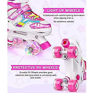 Roller Skates for Girls and Boys,4 Size Adjustable Kids Toddler Roller Skates with Light up Wheels for Toddlers Children Outdoor Indoor