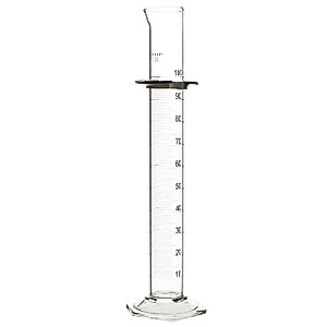 PYREX Single Metric Scale Glass Graduated Cylinder to Contain (TC) - Borosilicate Graduated Cylinder, Premium Scientific Glassware for Laboratories, Classrooms or Home Use - 100mL, 1 Pack