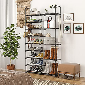 GIMTRR 9 Tiers Metal Shoe Rack, Large Capacity 30-35 Pairs Vertical Shoe Tower, Tall Shoe Storage Organizers, Narrow Shoe Shelf for Entryway, Closet, Garage