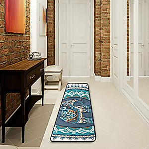 African Tribal Boho Elephant Kitchen Rugs Non-Slip Soft Doormats Bath Carpet Floor Runner Area Rugs for Home Dining Living Room Bedroom 72" X 24"