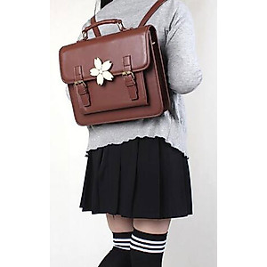 Buenocn Preppy Style Vintage backpack Pu Leather Women Shoulder Bag Cute floral Handbag messenger bag
