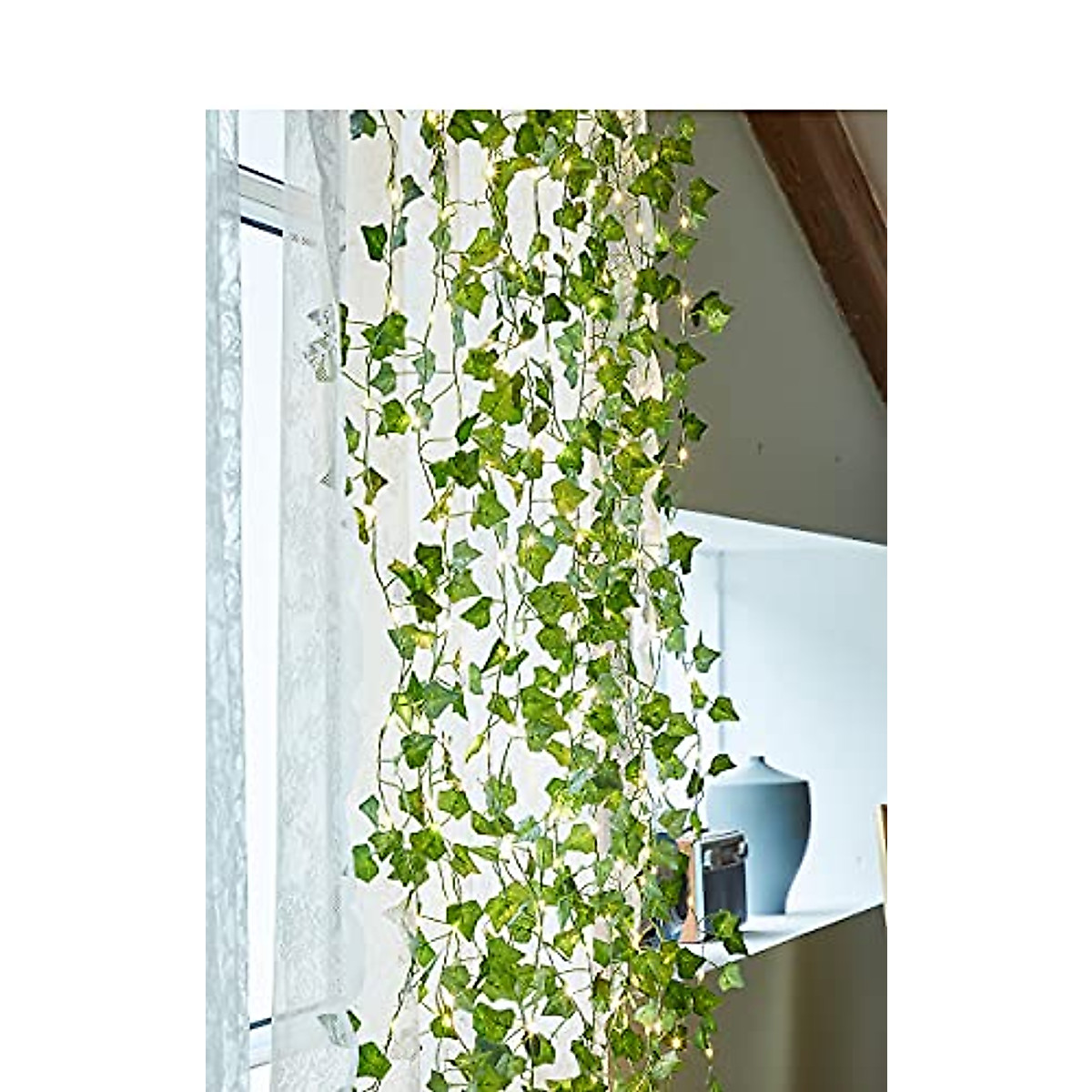 84 Feet Fake Vines with 200 LEDs Solar Outdoor String Lights (Remote Control), Artificial Plants, Patio Decor,Hanging Fake Ivy Greenery Garland Plants,Fake Leaves for Balcony Decor/Outdoor Wall Decor