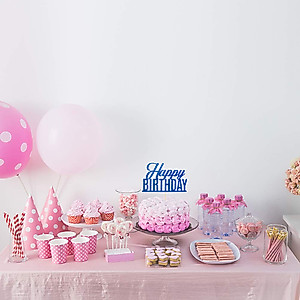 INNORU Blue Glitter Happy Birthday Cake Topper, Anniversary Party, Birthday Sign Cake Topper, Adults Children Teenager Birthday Party Cake Decoration Supplies