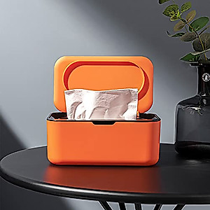 KOOMTOOM Wipes Dispenser, Baby Wipe Holders Tissue Box Refillable Wipe Container with Sealing Design, Keeps Diaper Wipes Fresh, Non-Slip for Car, Home,Office (Orange)