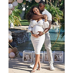 Peauty Maternity Dress for Photoshoot Baby Shower Dress Maternity Shapewear Underwear Support Belly Bands for Pregnant Maternity Skirt Panties Gender Reveal Dress Baby Shower Dress for Mom be(Nude M)