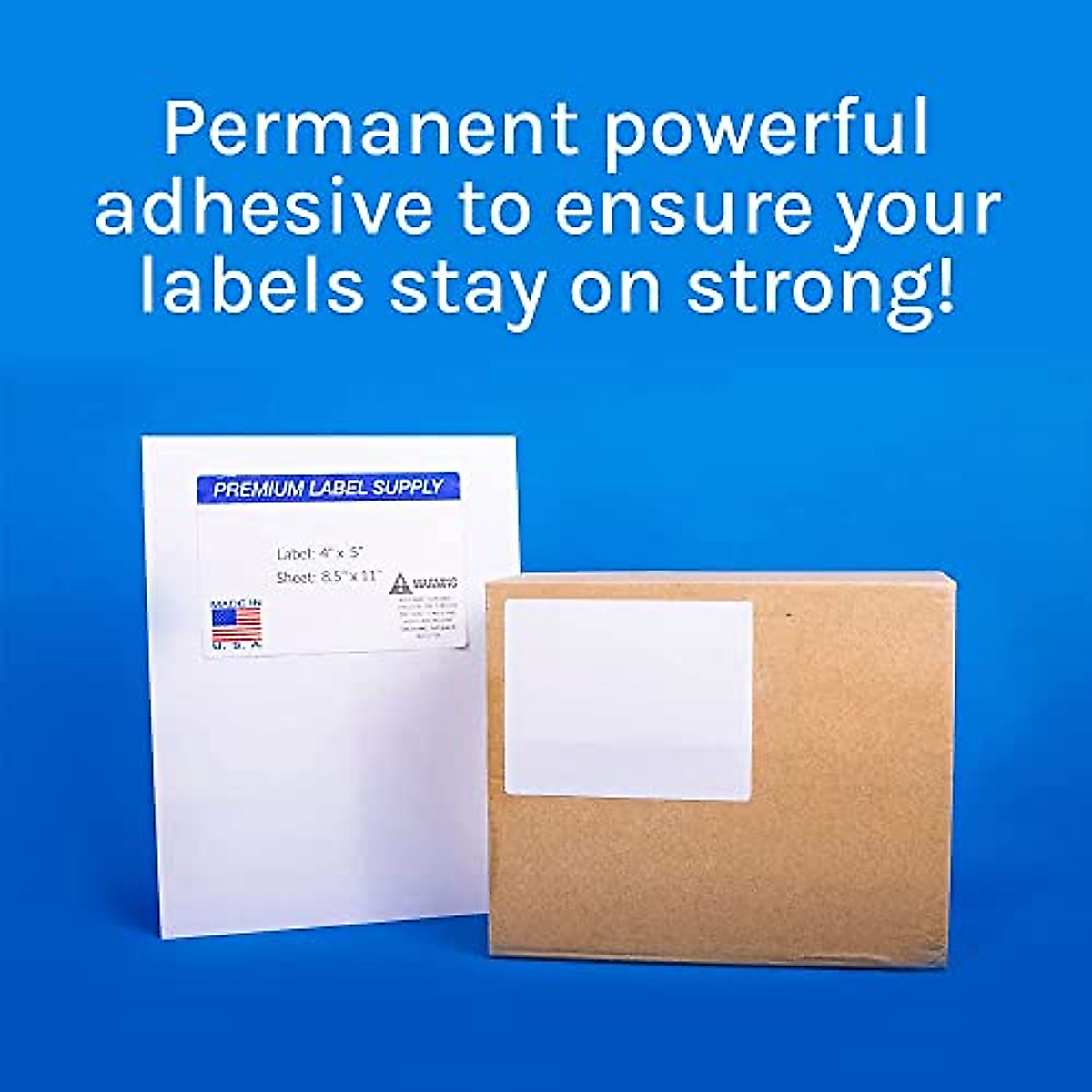 Premium Label Supply White Sticker Shipping Labels – 4" x 5" – Laser/Inkjet Compatible – (4 Labels/Sheet), 25 Sheets - 100 Total Adhesive Labels