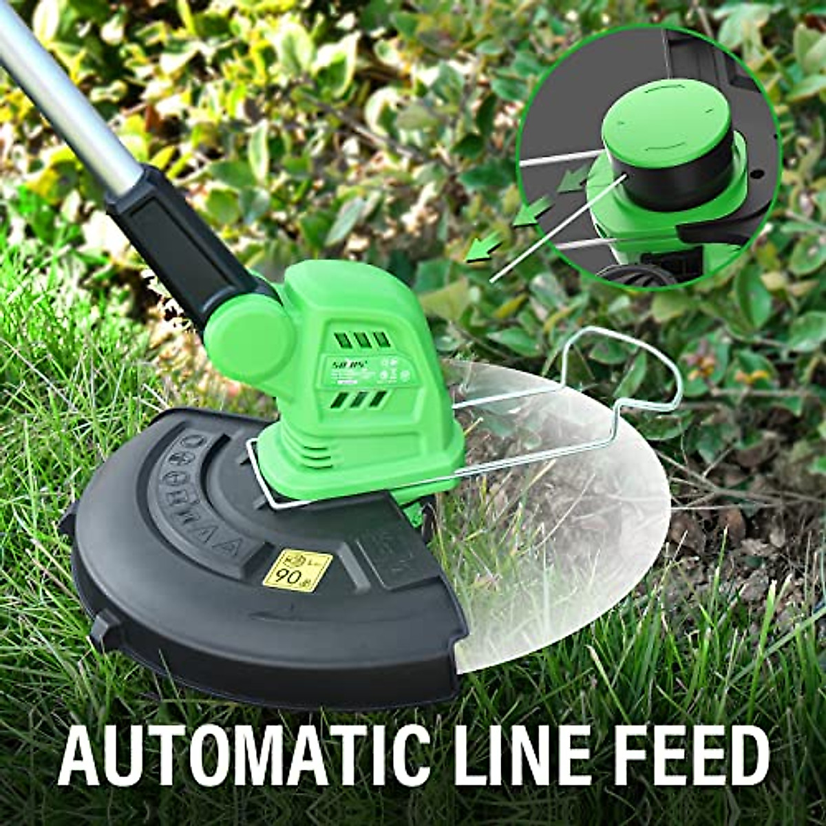 SOYUS Weed Wacker Cordless, 12 Inch String Trimmer Battery Powered with Battery and Charger, Lightweight Edger Trimmer with 8 Pcs Replace Spool Trimmer Lines
