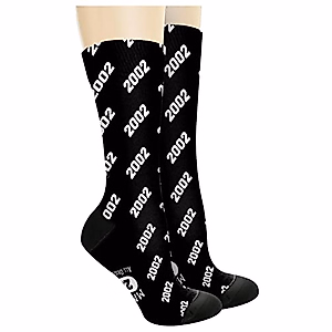ThisWear 21st Birthday Socks For Men Made In 2002 1-Pair Novelty Socks Charcoal