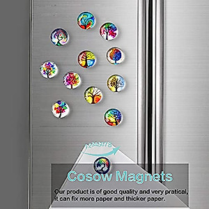COSOW 12Pcs Glass Strong Magnetic Refrigerator Magnet Fridge Sticker - Round Life Tree Glass Fridge Decoration, Office Whiteboard Magnet, Cabinet Magnet, Dishwasher Magnet, Cabinet Cute Locker Magnet…