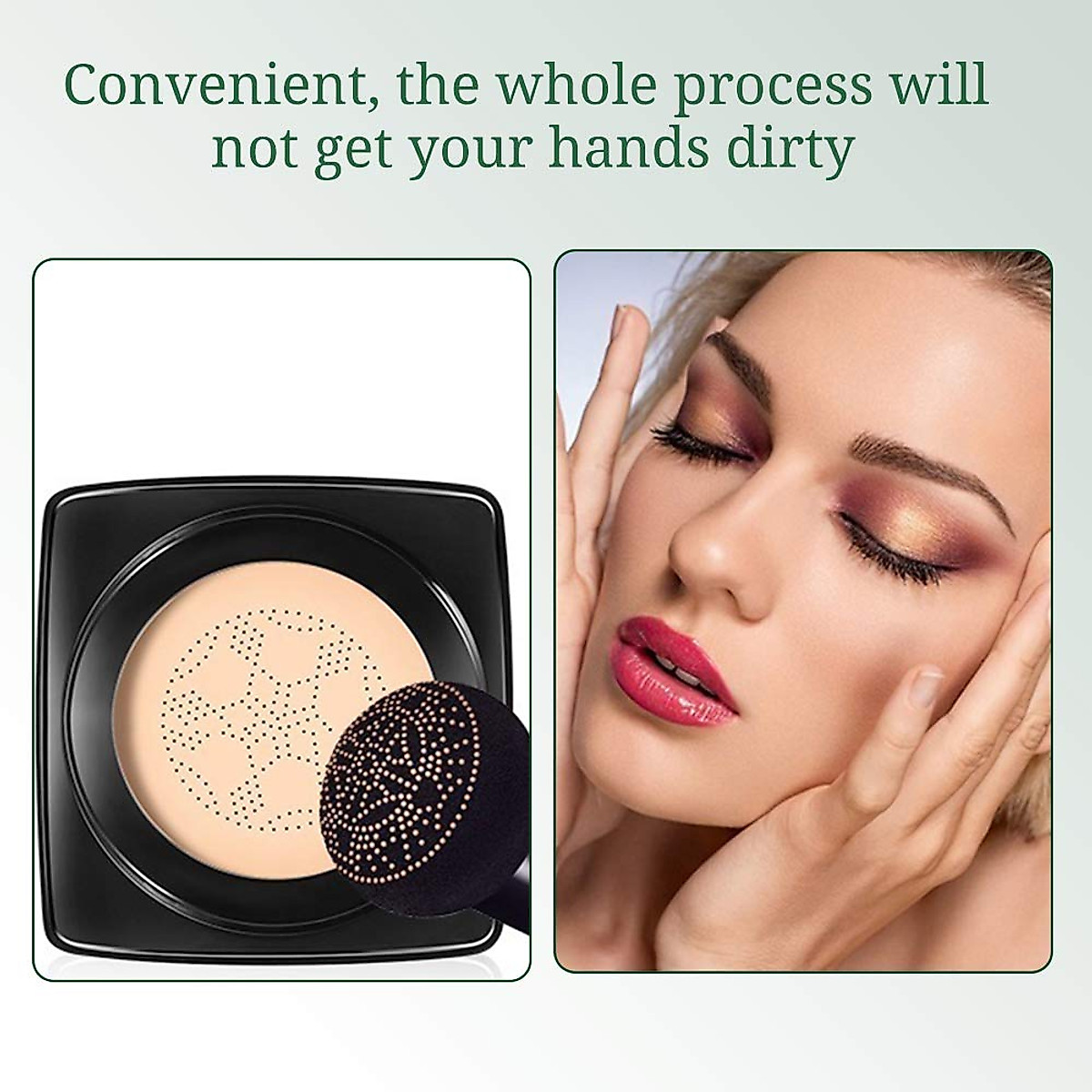 BB Mushroom Air Cushion, Avocado BB/CC Cream, All-Day Lasting Nude Foundation, Even Skin Tone Makeup Base, Easy to Apply, Thin, Moist