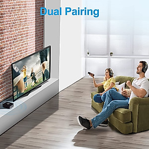 Bluetooth Transmitter Receiver, Wireless Bluetooth Transmitter for TV/PC, Bluetooth Receiver for Speakers and Home Stereo, 450mAh Large -Capacity Battery, Supports 3.5mm AUX, RCA, Optical Port (Black)