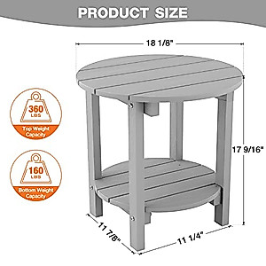 YEFU Adirondack Chair 3-Piece Set （Grey with 2 Oversized Plastic Adirondack Chair with Cup-Holder + an Outdoor Double Outdoor Side Table