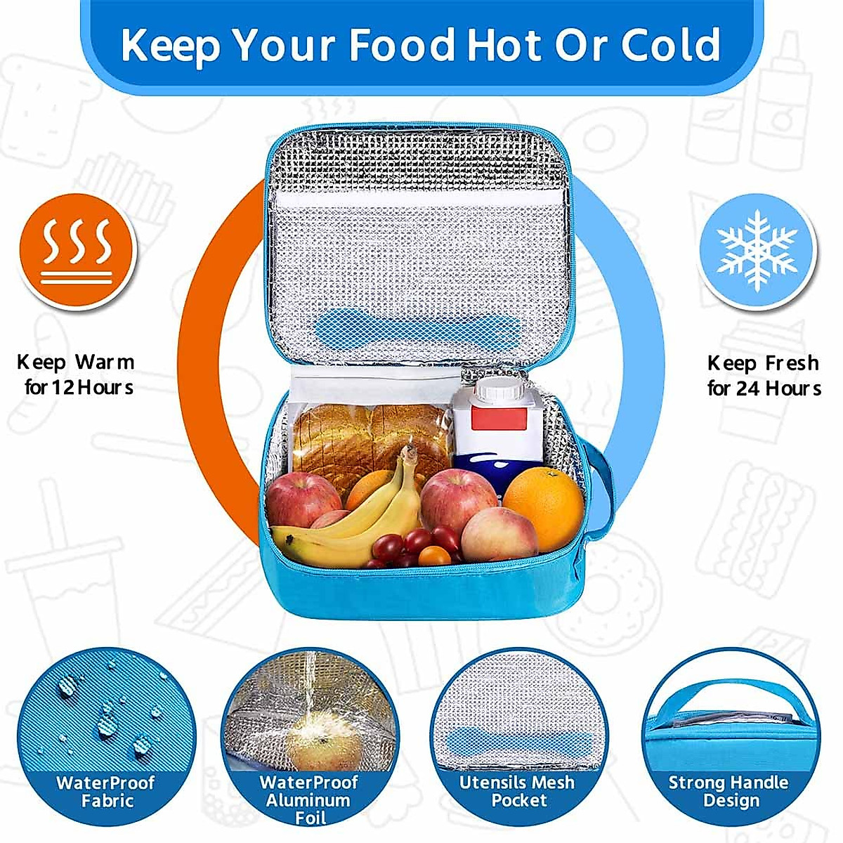 MAISON HUIS Bento Lunch Box for Kids With 8oz Soup Thermo, Leakproof Lunch Compartment Containers with 4 Compartment Bento Box, Thermo Food Jar and Lunch Bag, BPA Free,Travel, School(Alien in Space)