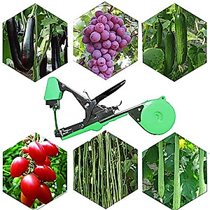 Plant Tying Machine, Plant Tying Gardening Tape Tool with 10 Rolls of Tapes and a Box of Staple for Vegetable, Grape, Tomato, Cucumber, and Flower