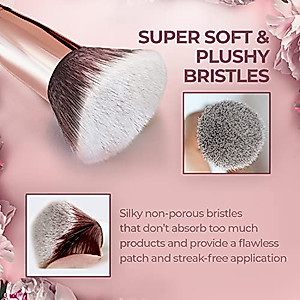 Flat Top Kabuki Foundation Brush - Premium Makeup Face Brush For Liquid, Cream, Powder - Blending, Buffing, Stippling Brush - Pro Quality Synthetic Dense Bristles