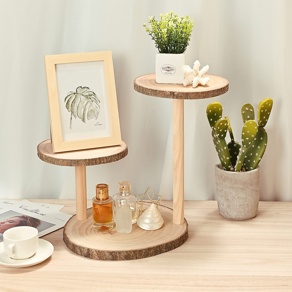 WILLOWDALE 3 Tier Cupcake Stand for 24 Cupcakes, Wood Cup Cake Tier Stand Farmhouse Tiered Tray Decor Set, Rustic Wedding Cake Stands for Dessert Table Display Set Wooden Serving Tray for Party