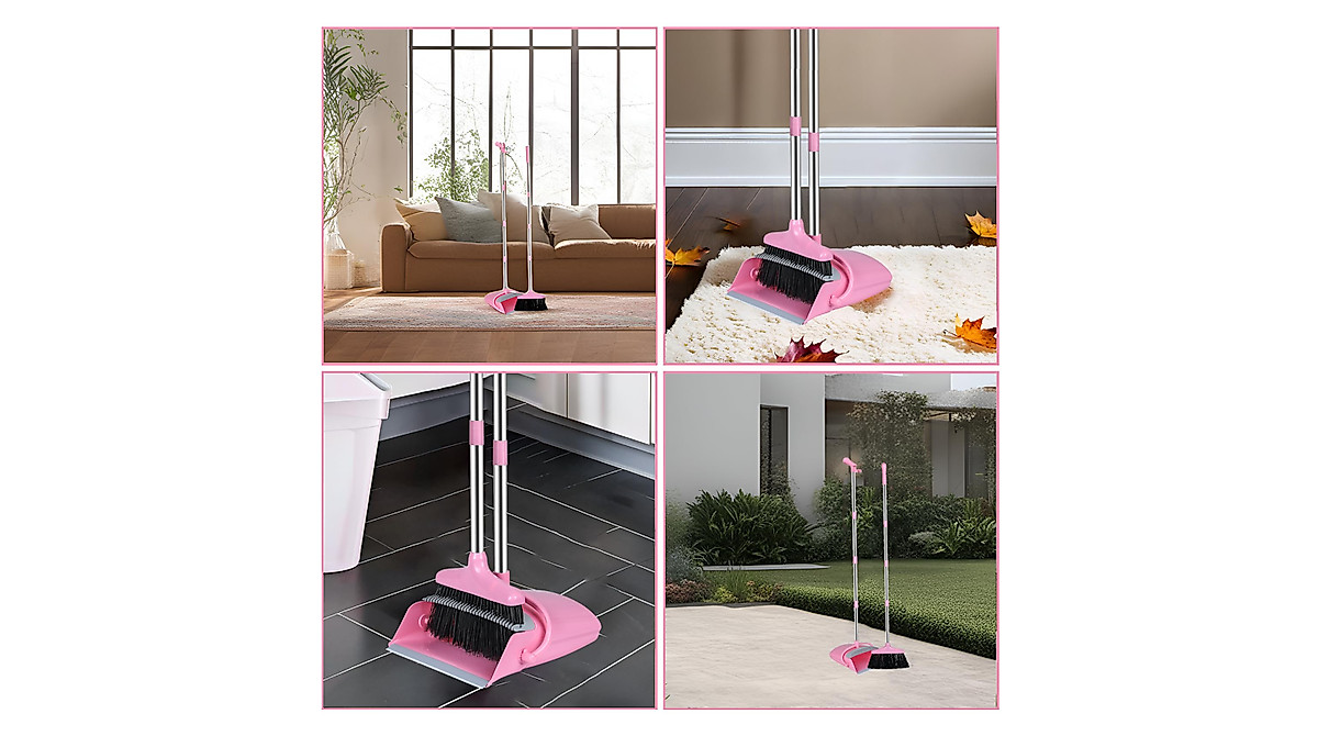 Pink Broom and Dustpan Set for Home, Kitchen & Office | Stylish & Easy ...