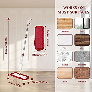 Nofaner Spray Mop, Mops for Floor Cleaning Kitchen Dry Wet Flat Mop with 22 Oz Refillable Bottle 4 Washable Pads 1 Slicker Scraper for Wood Laminate Vinyl Ceramic Hardwood Tiles