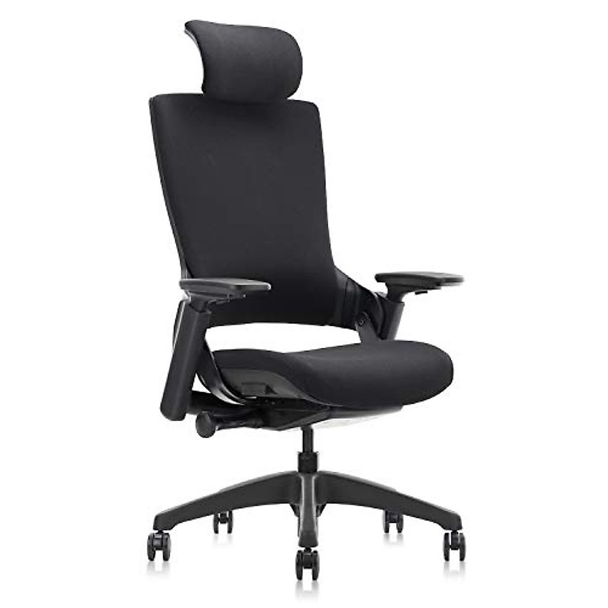 CLATINA Ergonomic High Swivel Executive Chair with Adjustable Height Head 3D Arm Rest Lumbar Support and Upholstered Back for Home Office Black
