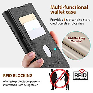 Nillkin Galaxy S22 Ultra Wallet Case, Camera Cover & Card Holder, PU Leather Flip Cover, Slide Protection, 6.8" 5G 2022, Black