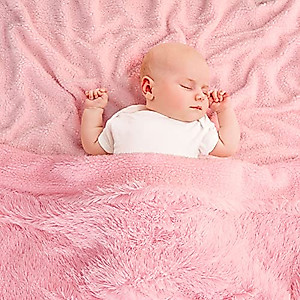 Zareas Soft Faux Fur Throw Blanket, 50" x 60" Plush Sherpa Blanket for Couch, Thick Warm Blankets for Winter, Fluffy Fleece Blanket, Christmas Blanket, Fuzzy Comfy Velvet Blanket for Bed Sofa, Pink